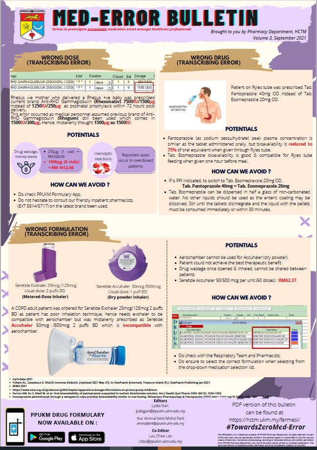 Buletin Medication Error (ME) – Farmasi