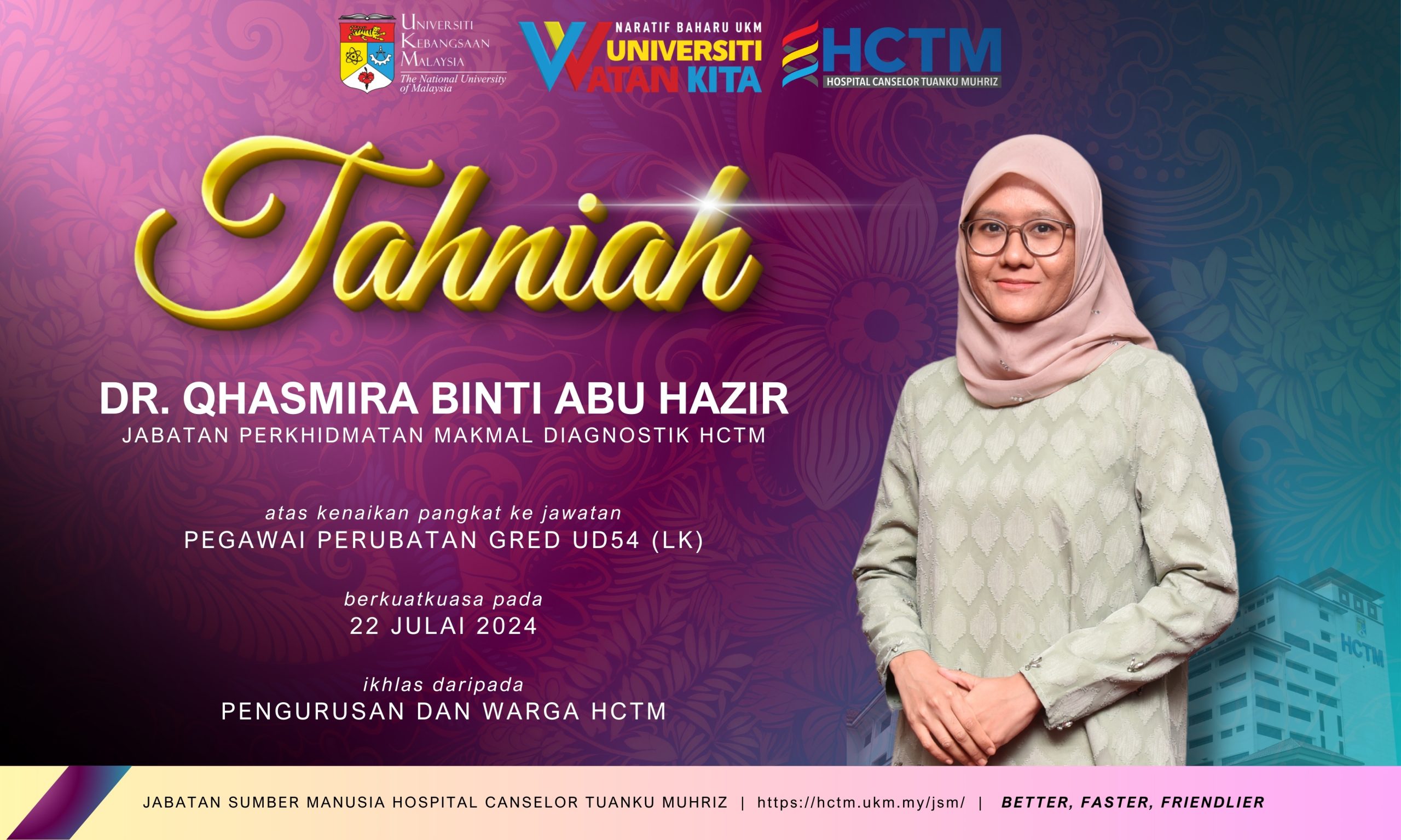 Tahniah Kenaikan Pangkat Pegawai Pengurusan dan Profesional Hospital Canselor Tuanku Muhriz ...