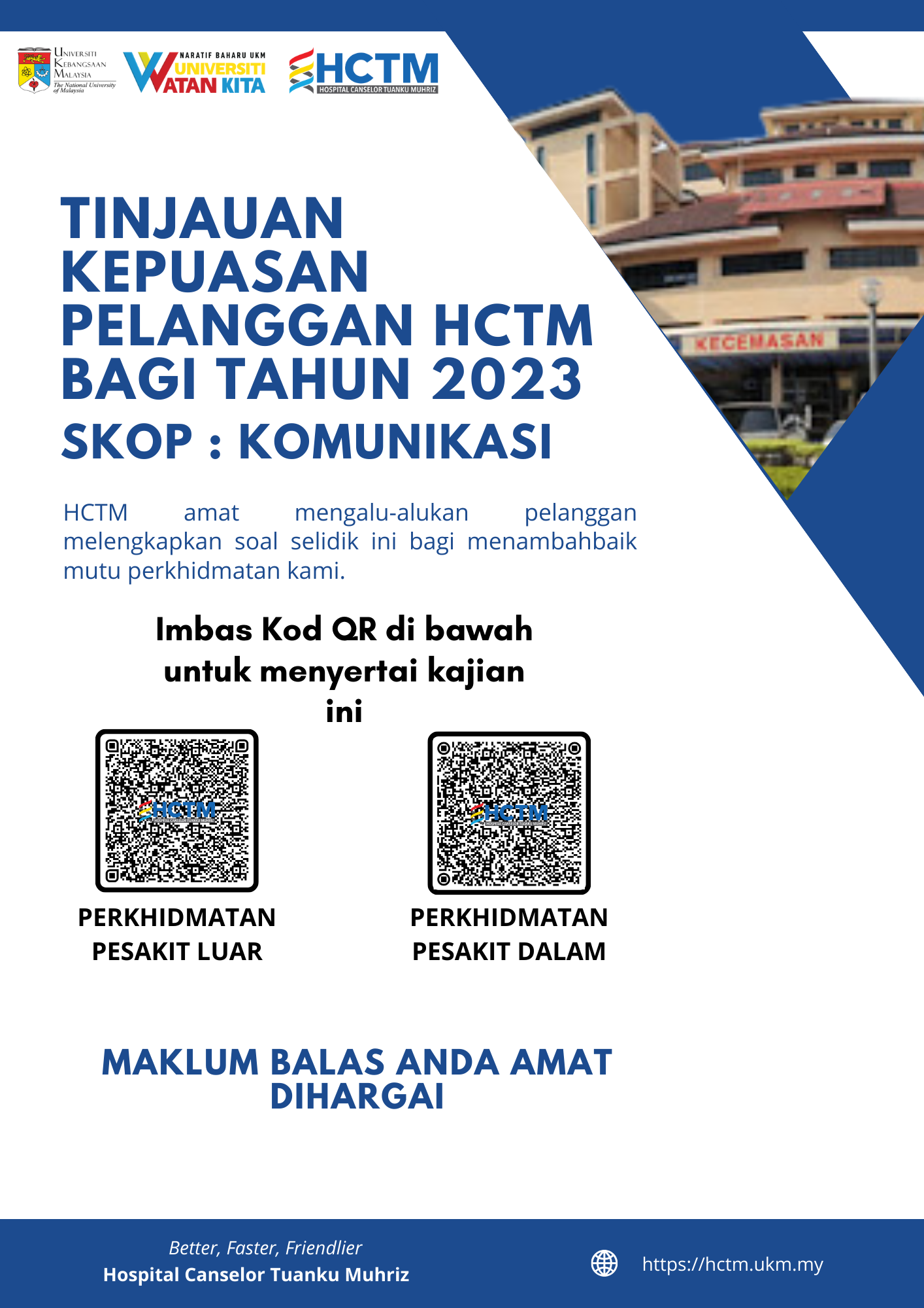 Tinjauan Kepuasan Pelanggan HCTM Bagi Tahun 2023 – Jabatan Kualiti