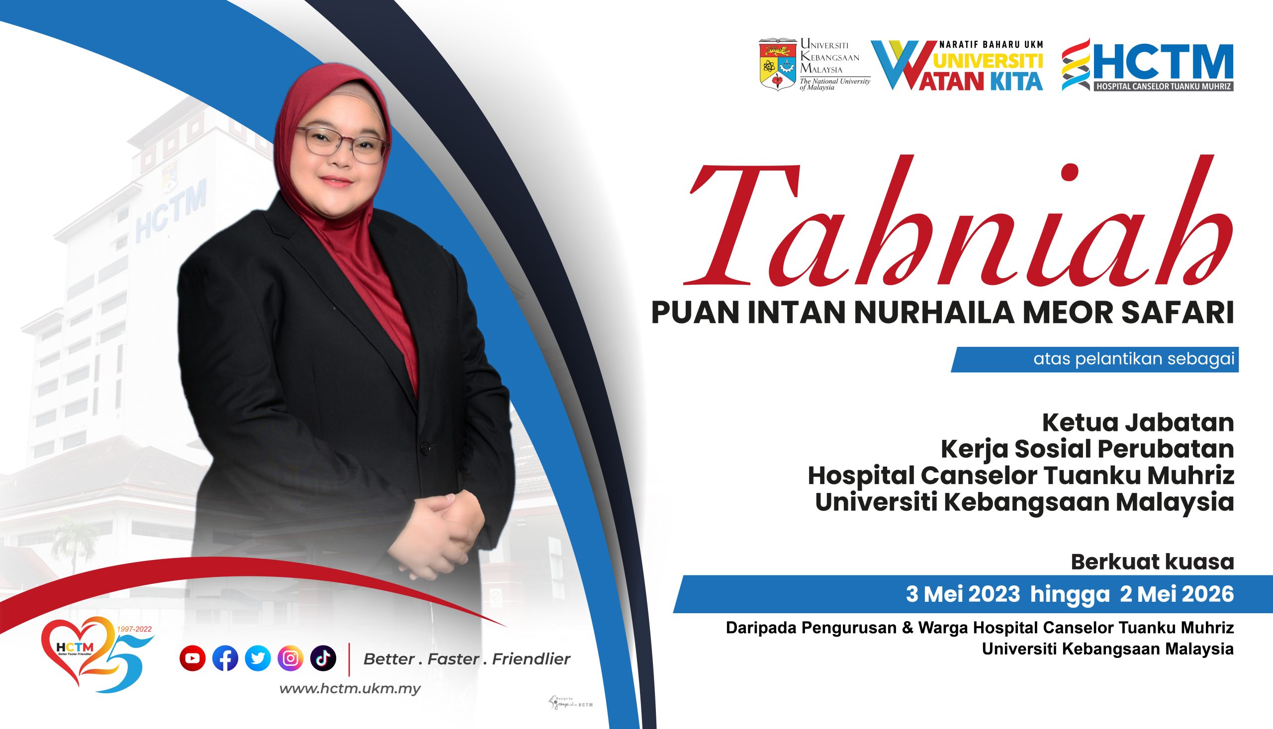 Tahniah Puan Intan Nurhaila Meor Safari Atas Pelantikan Sebagai Ketua Jabatan Kerja Sosial ...