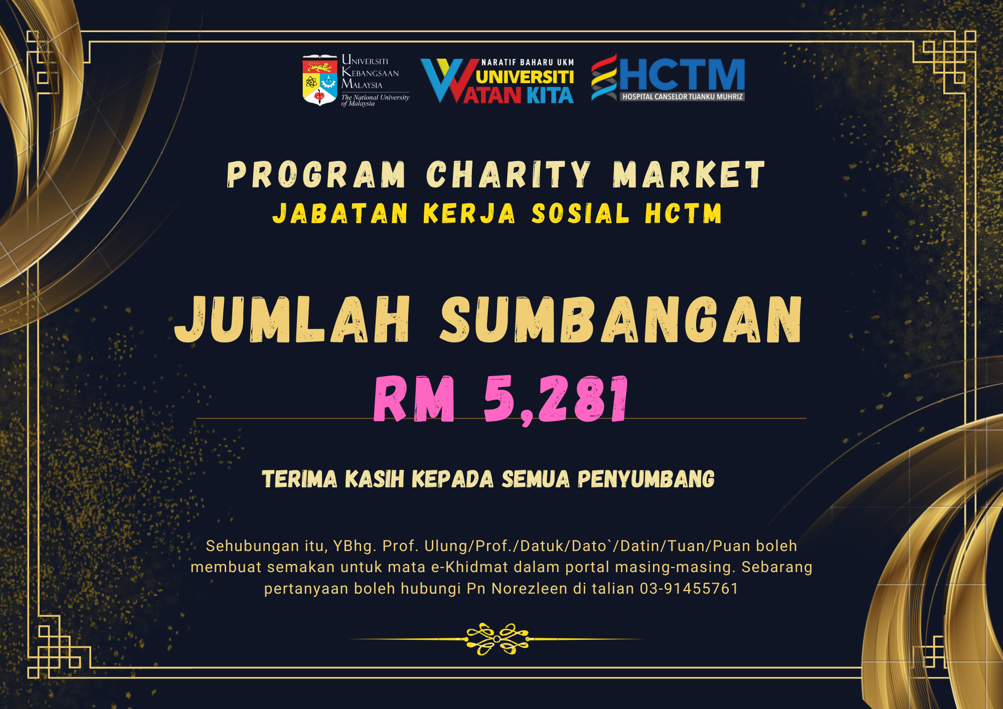 Ucapan Penghargaan Program Charity Market Anjuran Jabatan Kerja Sosial ...